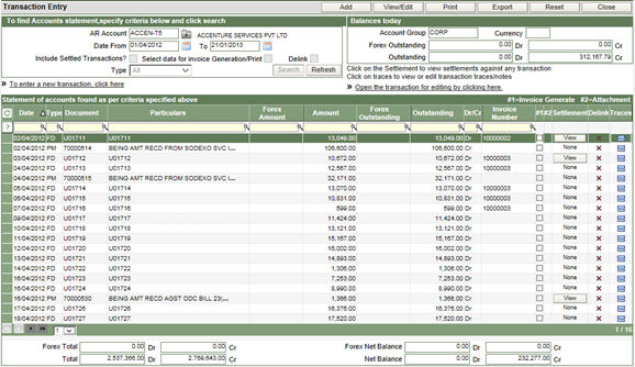 Accounts Receivable - Transaction Entry